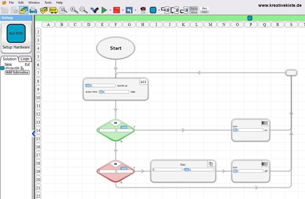 PLC, FLIP-FLOP mit ACE Automation vBuilder