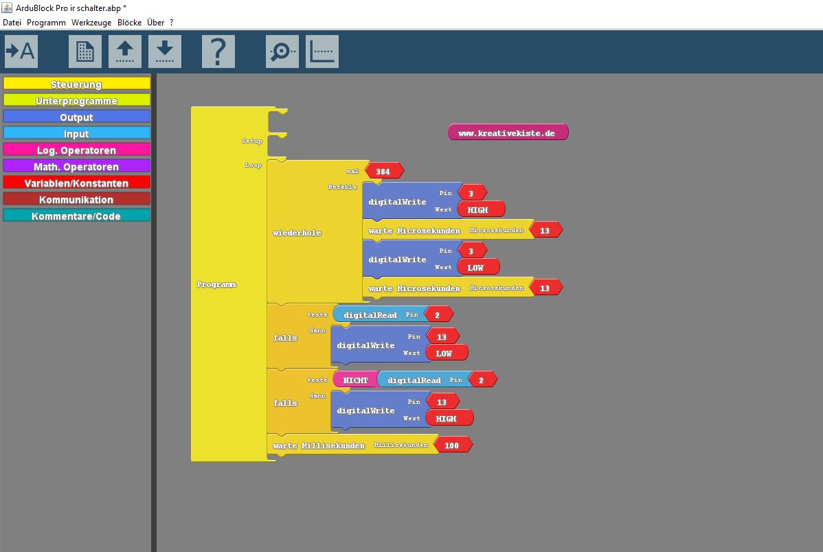 Arduino Lichtschranke mit VS-1838 IR-Empfänger und IR LED
