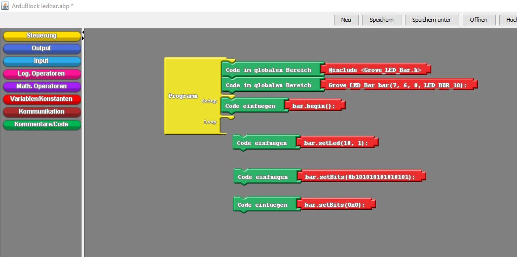 SEEED Grove - LED Bar in Ardublock verwenden