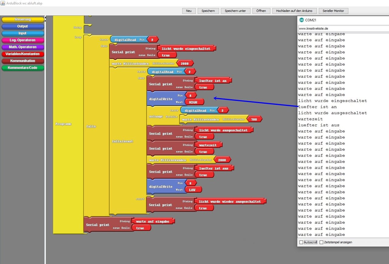 Arduino WC Ablüfter mit Nachlauf